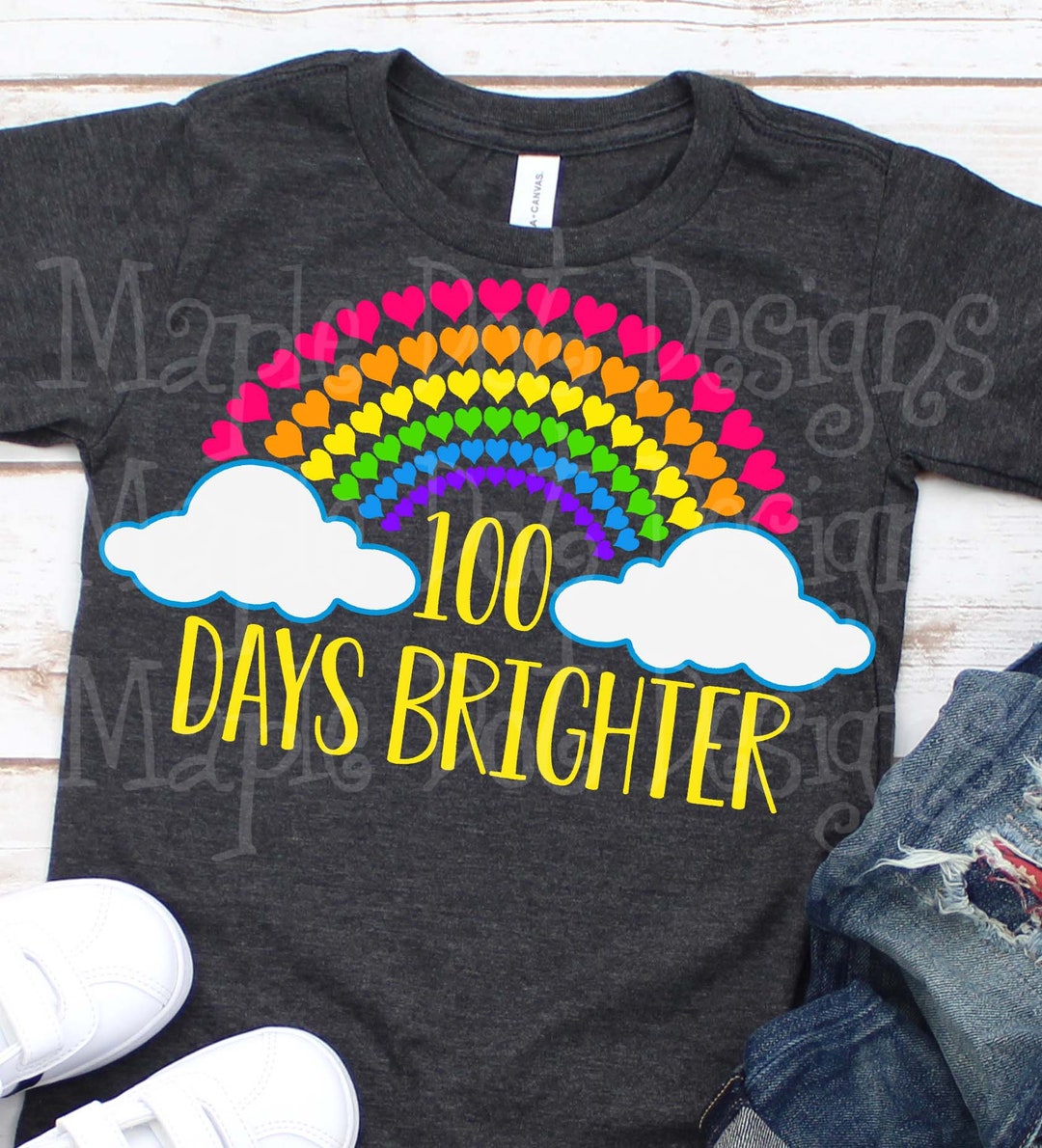 100 Days Brighter | 100th Day of School SVG | Downloadable Poduct - Etsy