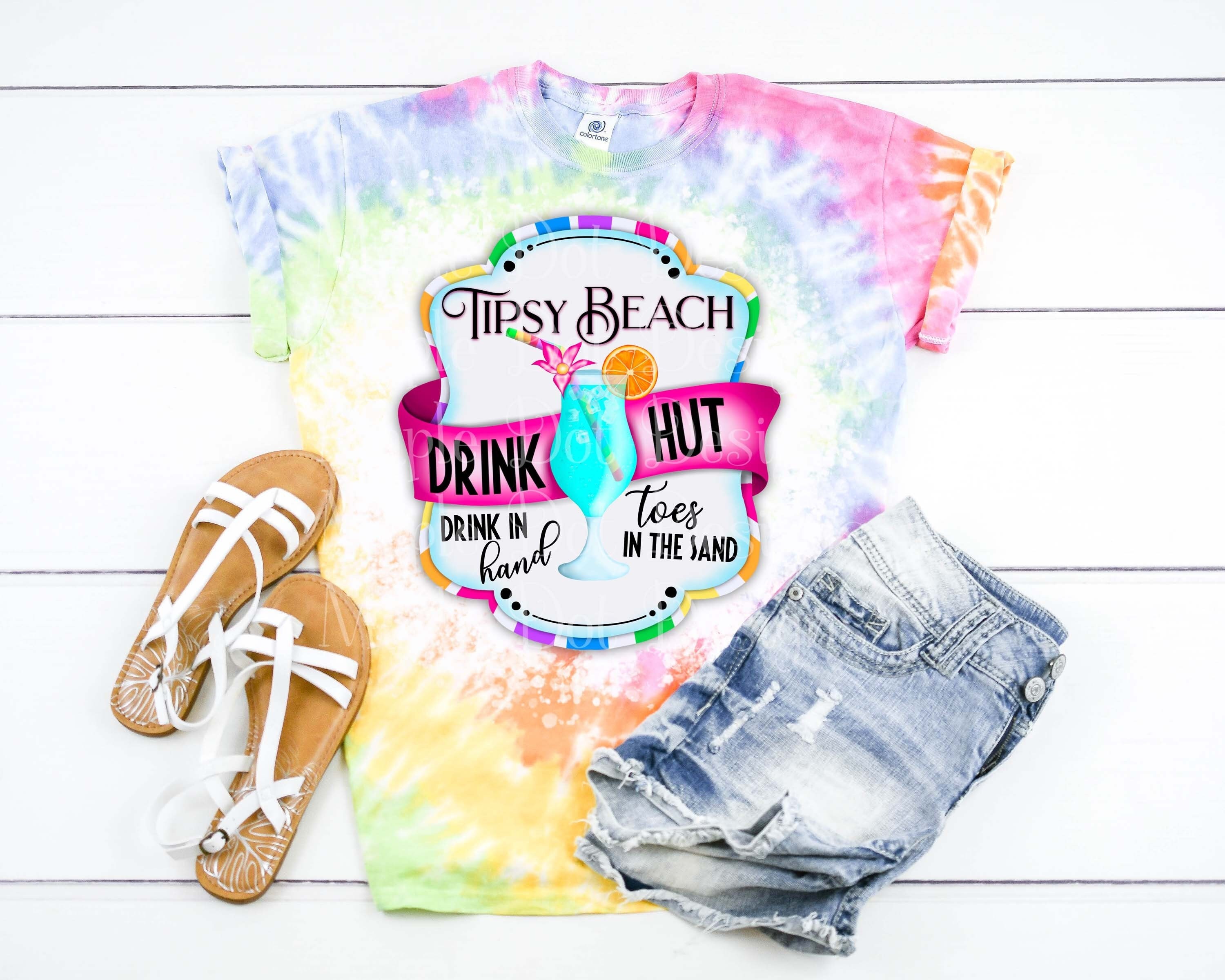Tipsy Beach Label PNG Drink Hut PNG Tropical Drink Label - Etsy