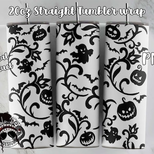 20oz Skinny Tumbler Wrap / Halloween Tumbler Wrap / Halloween Damask ...