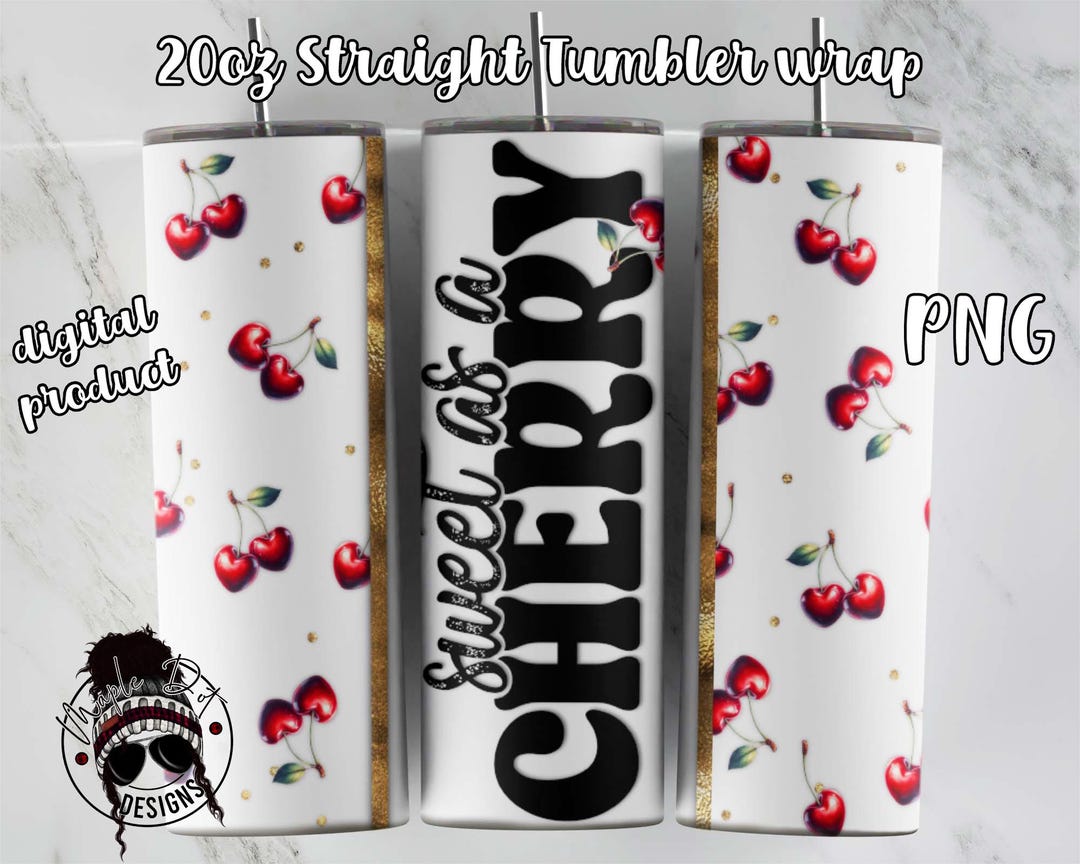 Sweet as A Cherry Tumbler Sublimation Design | Cherry Tumbler Wrap ...