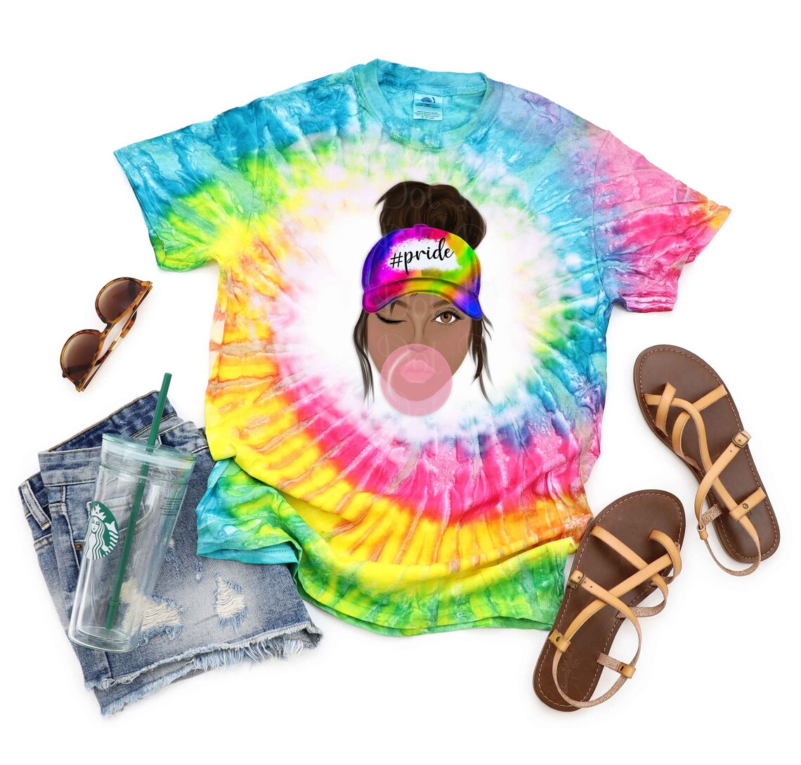 Pride Messy Bun PNG / Messy Bun With Hat / Blowing Bubble Png - Etsy