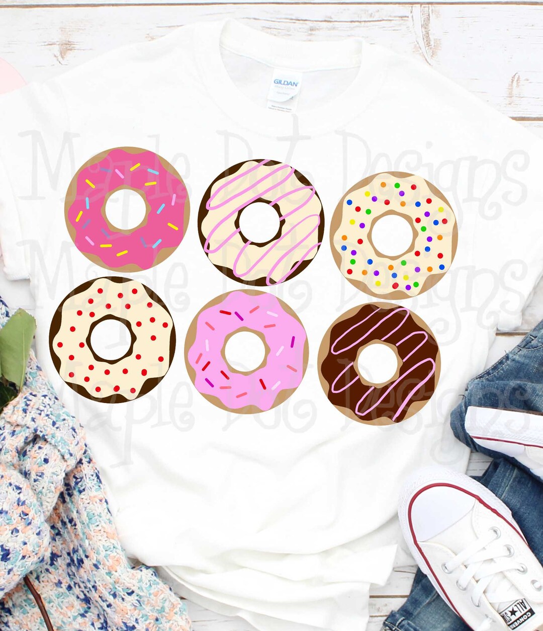 Donut Svg | 6 Pack of Donuts | Bundle of 6 | Downloadable Files PNG and ...