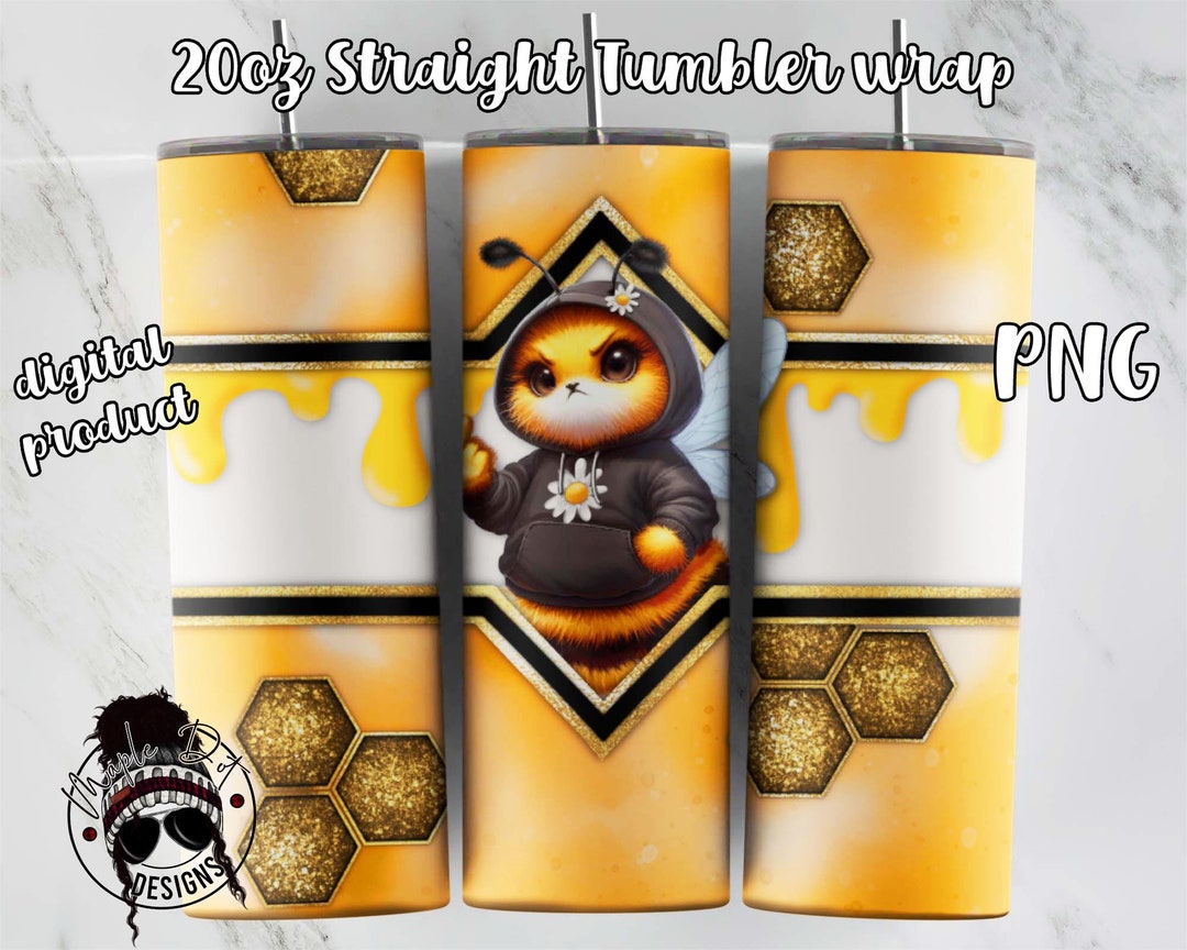 Cute Bee-otch Tumbler Wrap PNG | 20oz Skinny Tumbler Wrap | Middle ...