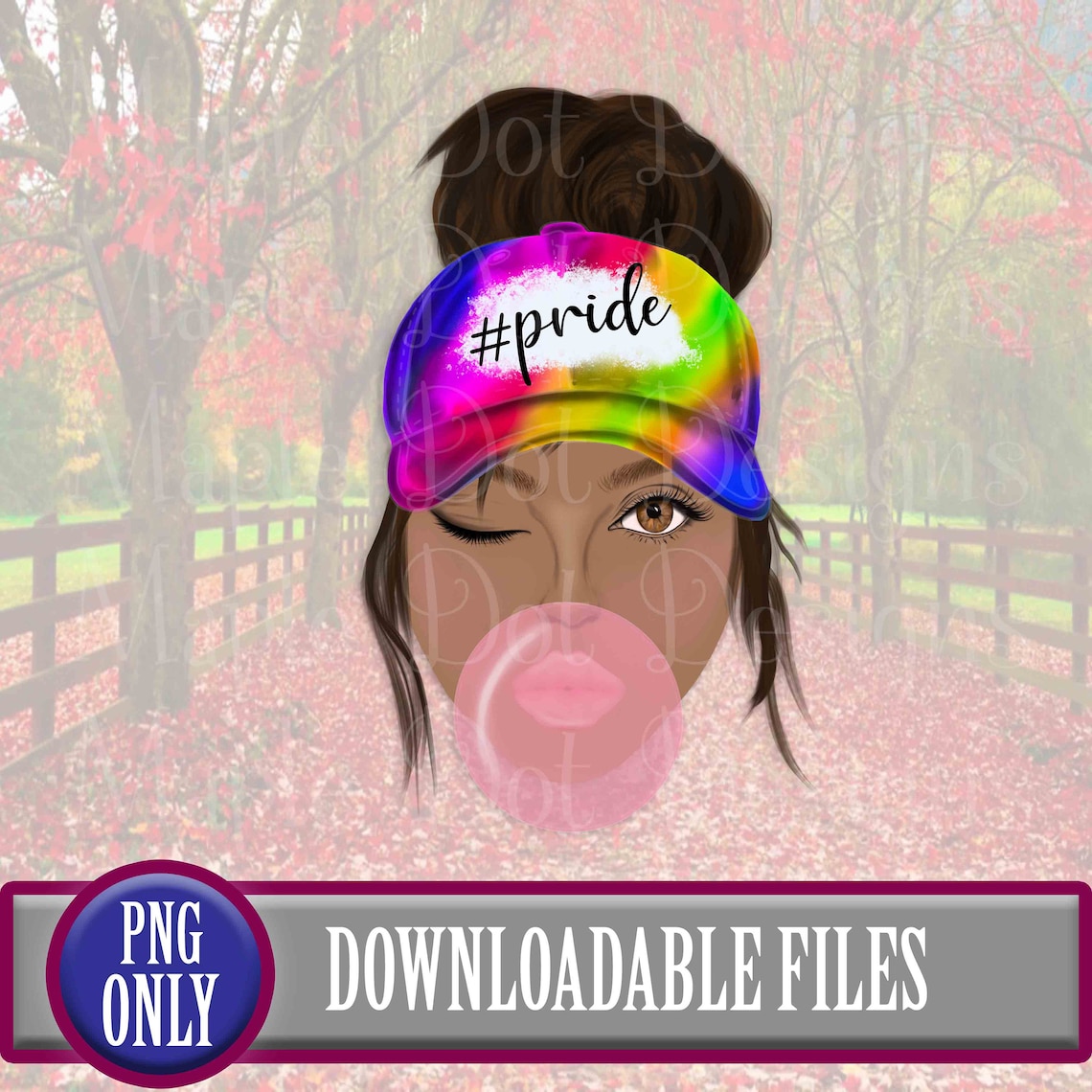 Pride Messy Bun PNG / Messy Bun With Hat / Blowing Bubble Png - Etsy