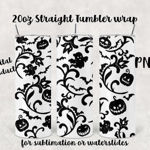 20oz Skinny Tumbler Wrap / Halloween Tumbler Wrap / Halloween Damask ...