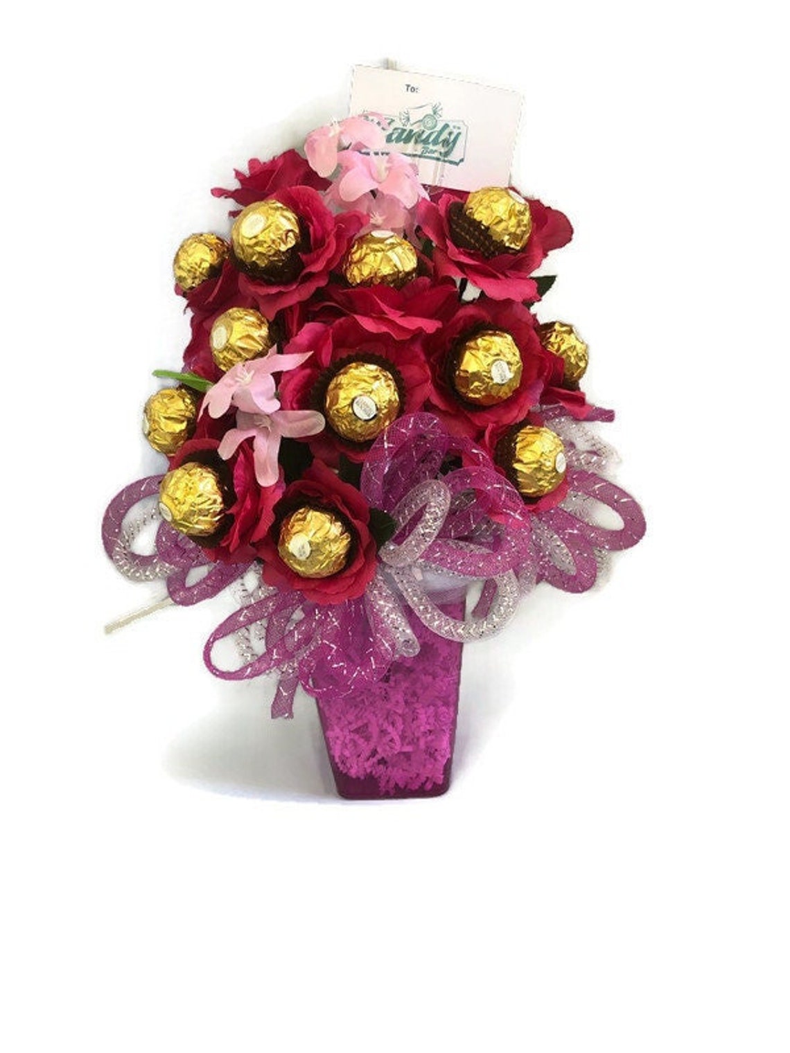 Chocolate and Flower Candy Bouquet Vase - Etsy