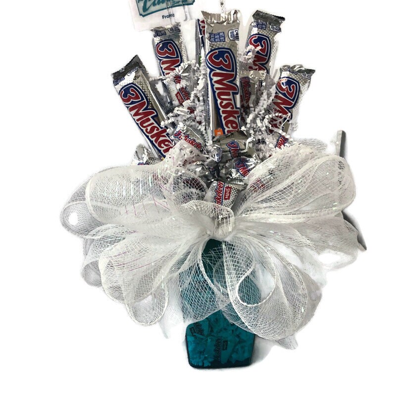 Three Musketeer Candy Arrangement Vase - Etsy