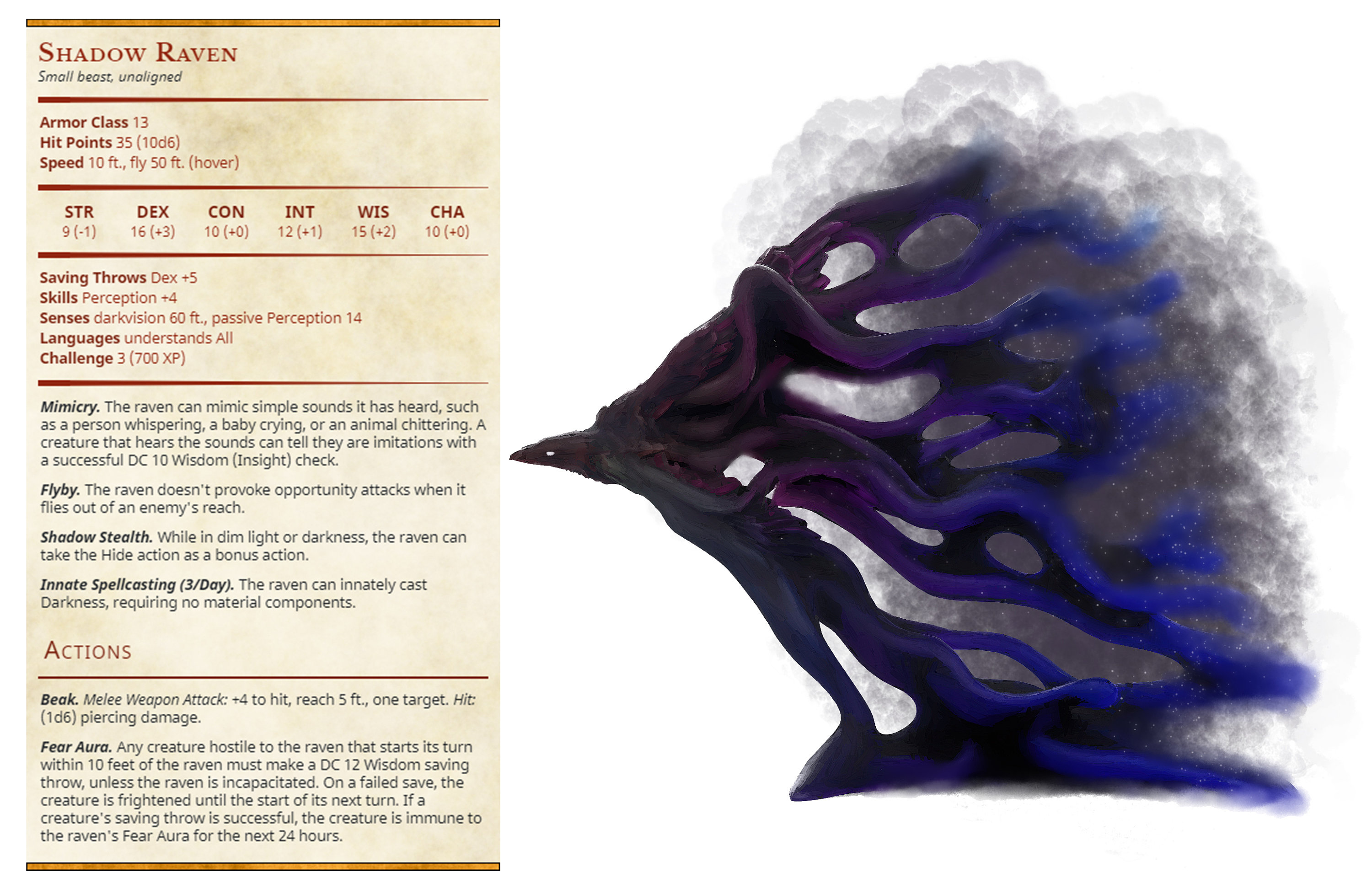 Shadow Raven Model for Dungeons and Dragons - Etsy