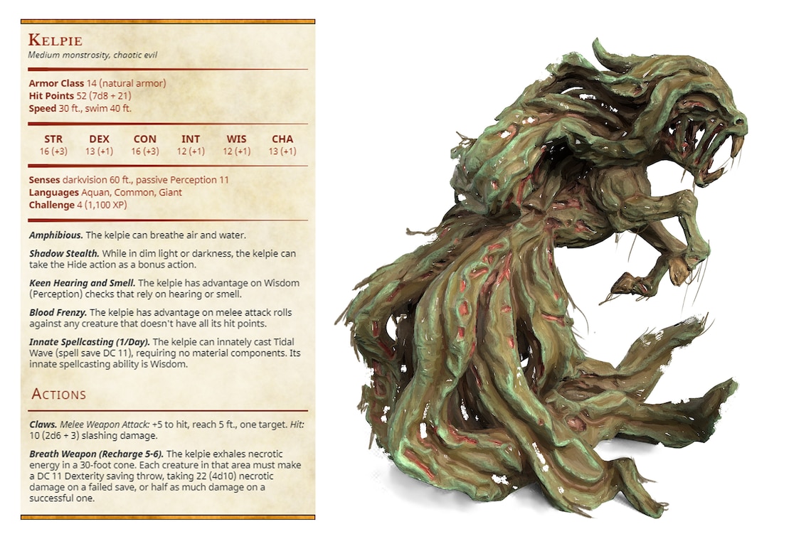 Kelpie Model for Dungeons and Dragons - Etsy