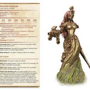 Gilded Golem Model for Dungeons and Dragons Pathfinder - Etsy