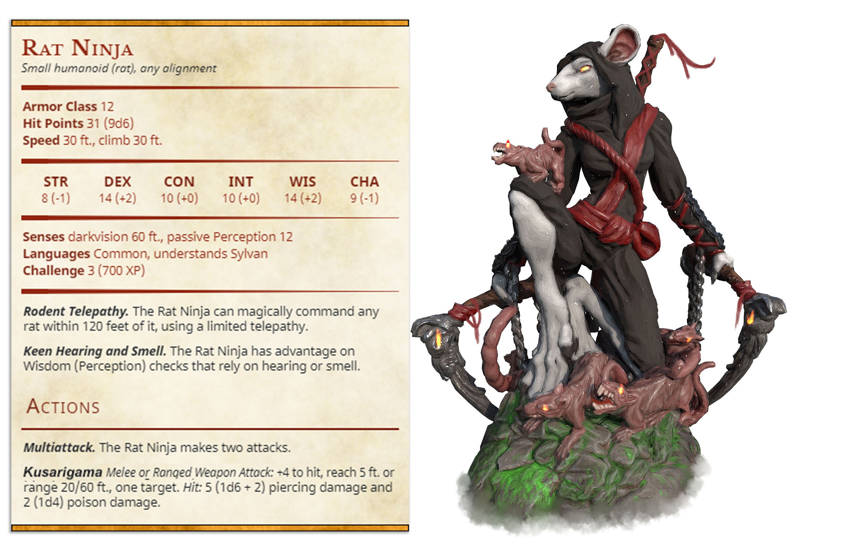 Ratfolk Scout "nezumi" Model for Dungeons and Dragons - Etsy UK