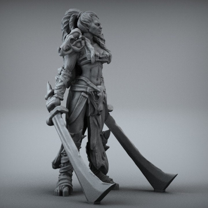 Orc Fighter | Barbarian Female Miniature for Dungeons and Dragons - Etsy