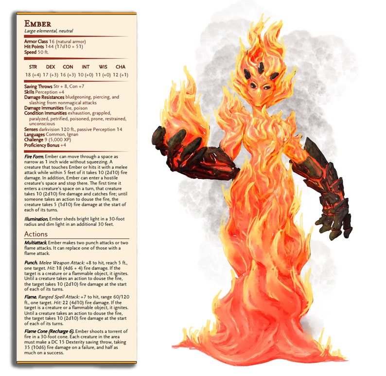 Ember Fire Elemental Model for Dungeons and Dragons - Etsy