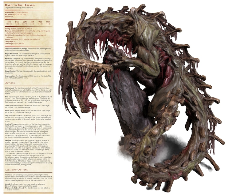 SCP-682 hard-to-destroy Reptile Model for Dungeons | Etsy