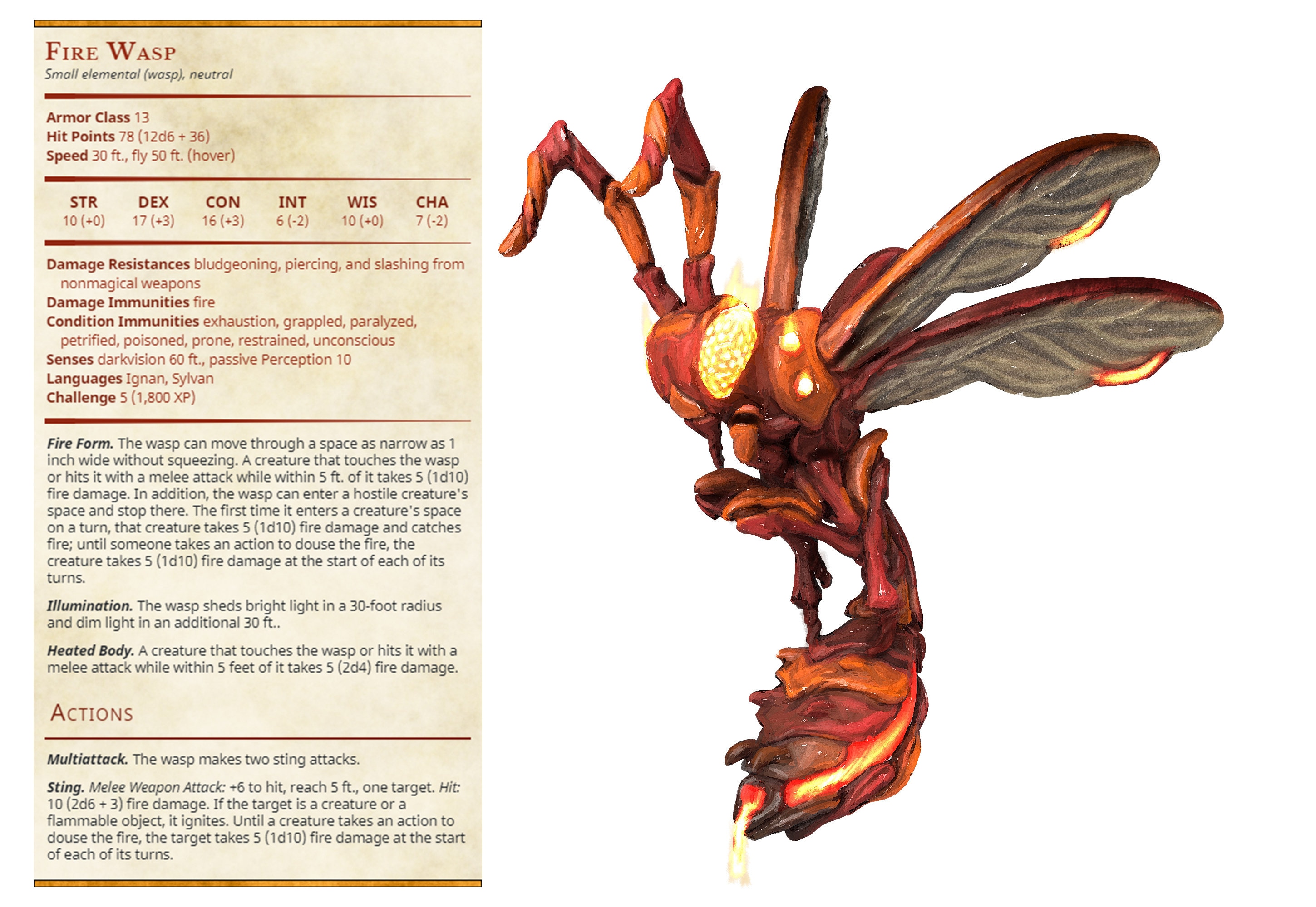 Fire Wasp Model for Dungeons and Dragons - Etsy