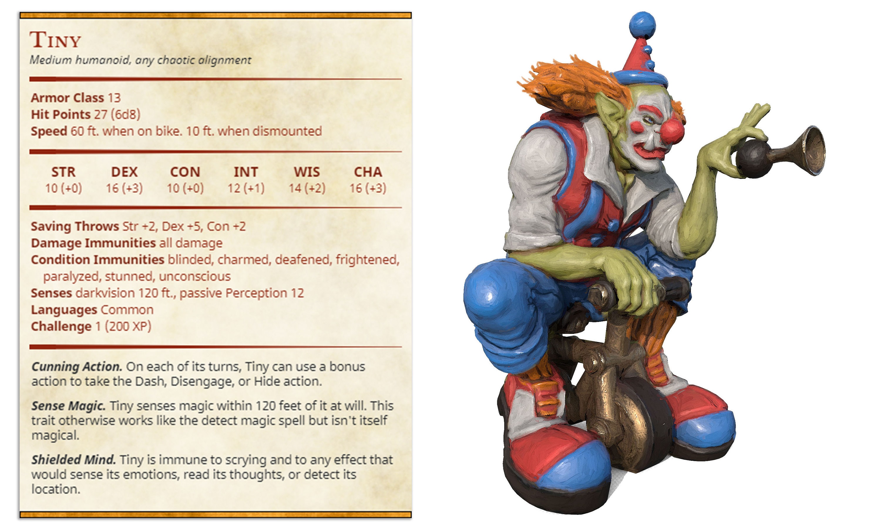 Tiny the Clown Miniature for Dungeons and Dragons - Etsy