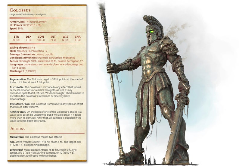 MASSIVE Colossus Model for Dungeons and Dragons 236mm in - Etsy