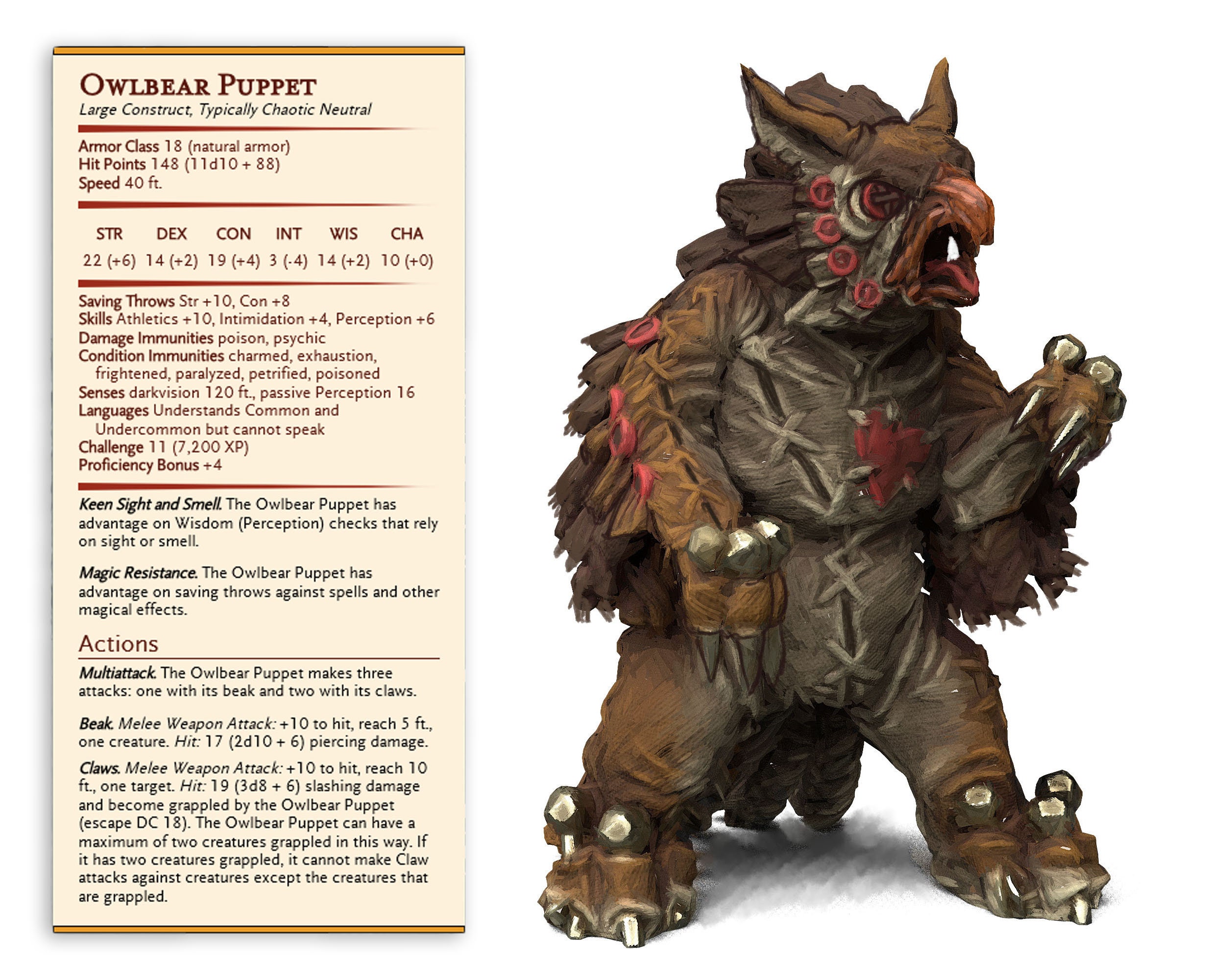 Owlbear Puppet for Dungeons and Dragons Pathfinder - Etsy