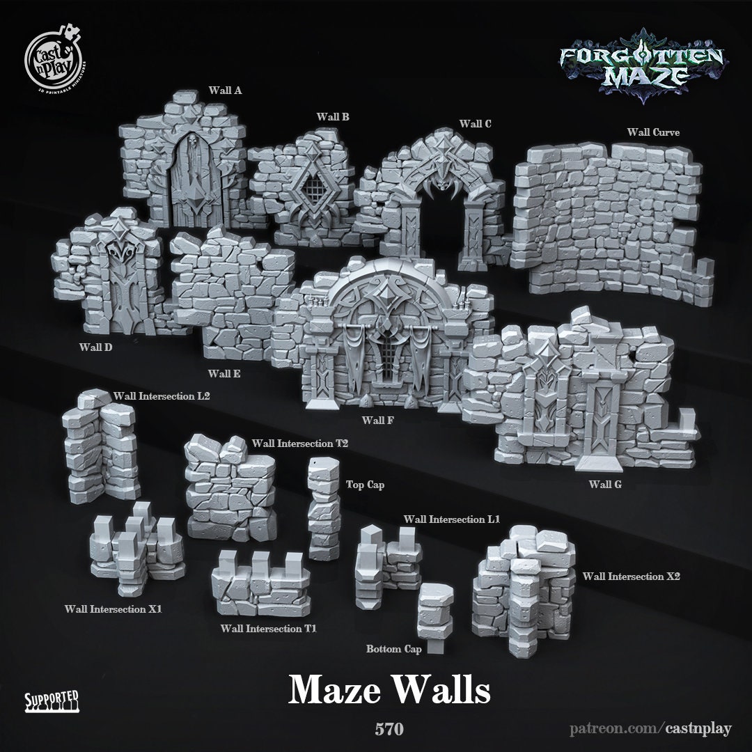 Forgotten Maze Modular Walls for Dungeons and Dragons | Pathfinder - Etsy