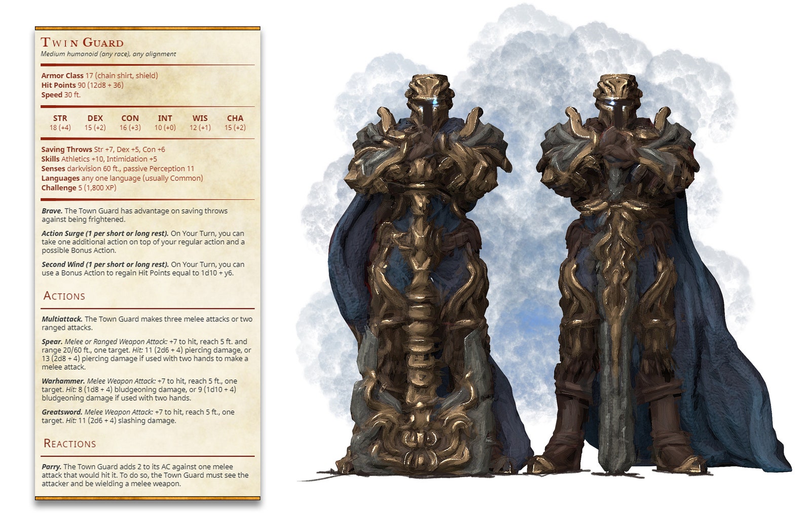 The Twin Guard Corrupted for Dungeons and Dragons | Pathfinder - Etsy