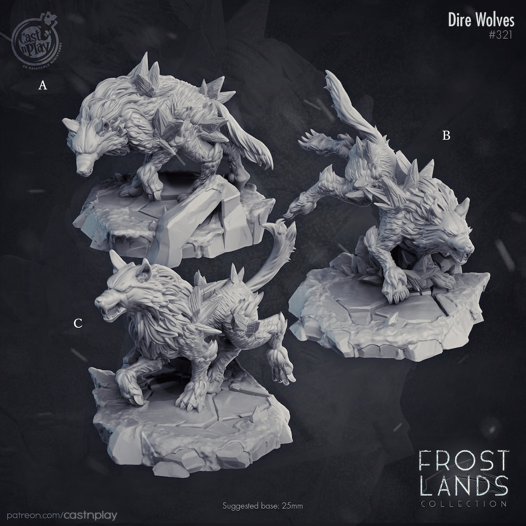 Dire Wolves for Dungeons and Dragons | Pathfinder - Etsy