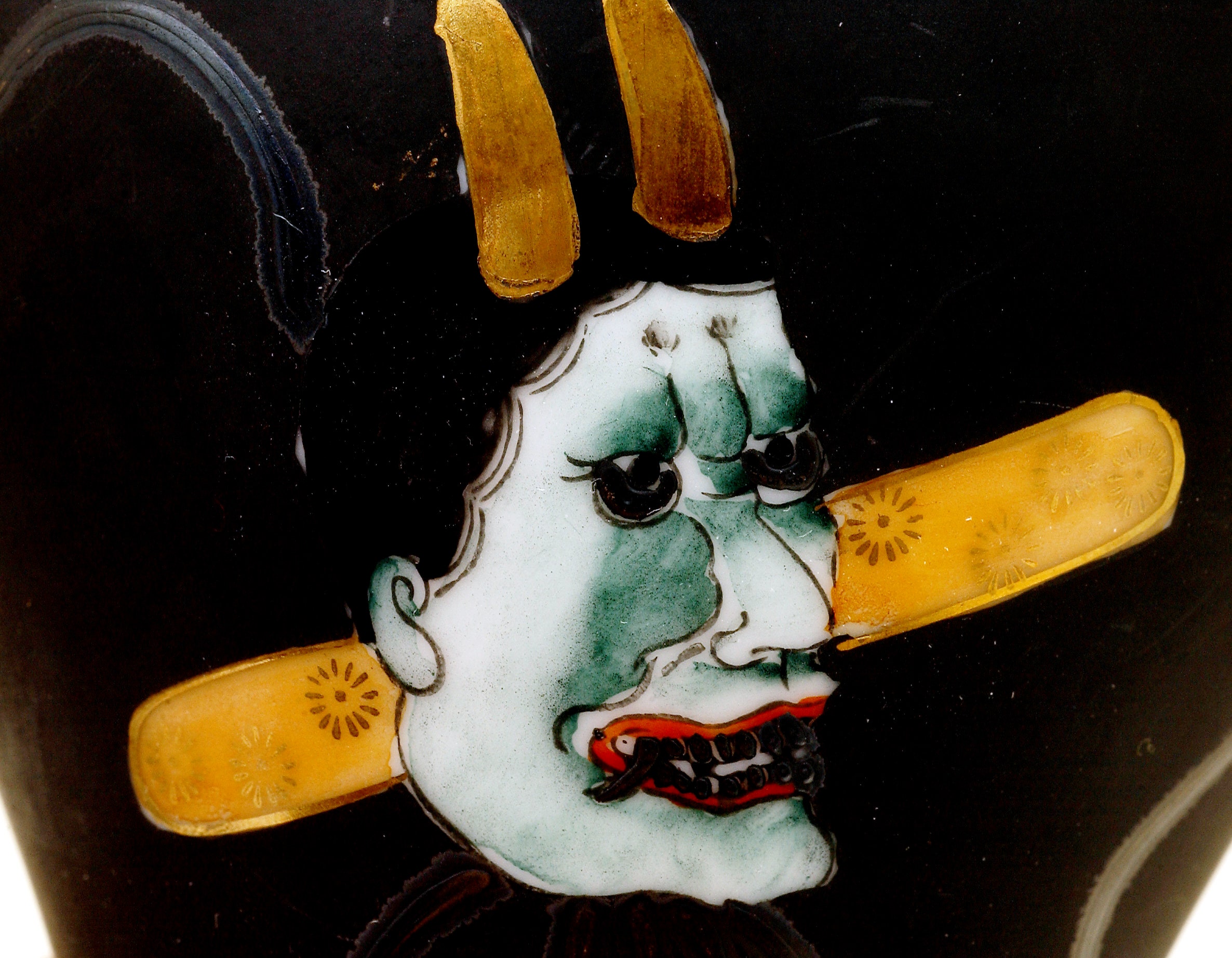 Vintage Japanese Kutani Porcelain Hannya Noh Mask Vase Marked - Etsy