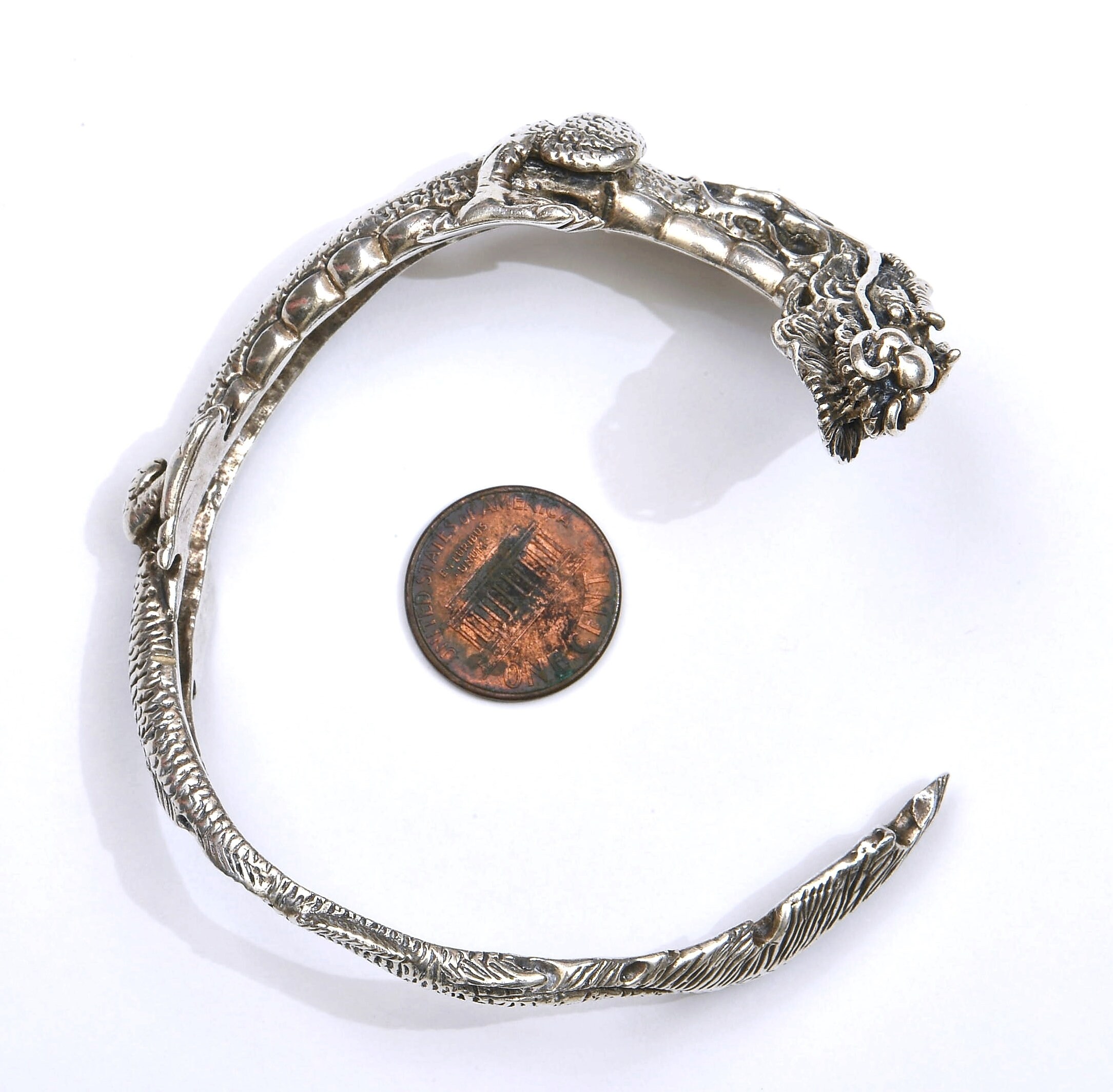Early 20th Century Chinese Heavy Silver Dragon Men Men's Bangle ...