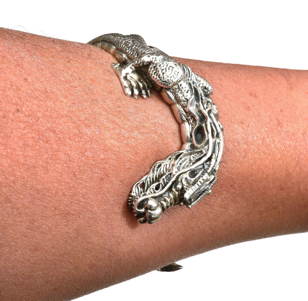 Early 20th Century Chinese Heavy Silver Dragon Men Men's Bangle ...