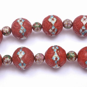 Chinesische Zinnober Lack Cloisonne Emaille Inlay Perlenkette - Etsy.de