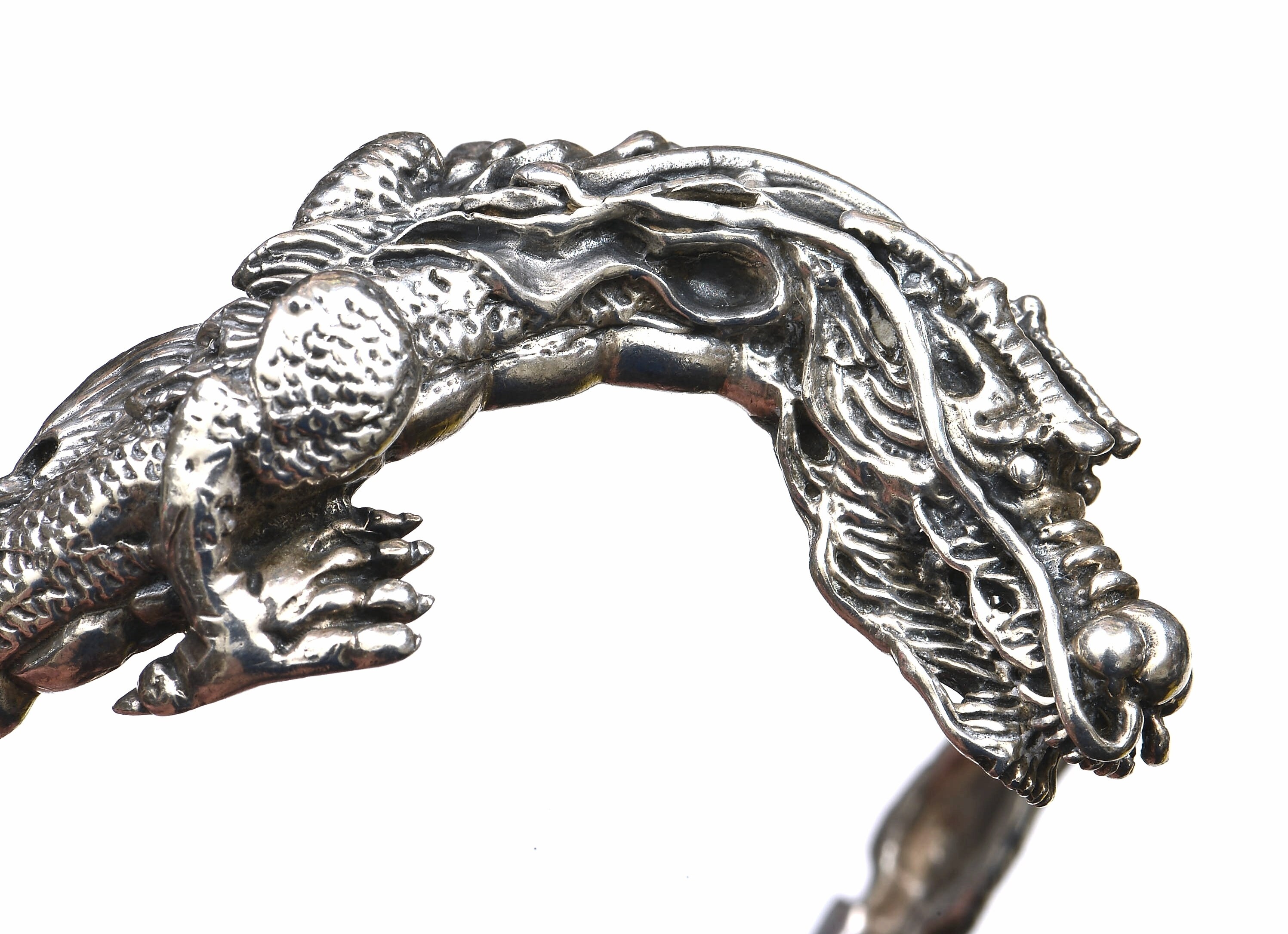 Early 20th Century Chinese Heavy Silver Dragon Men Men's Bangle ...