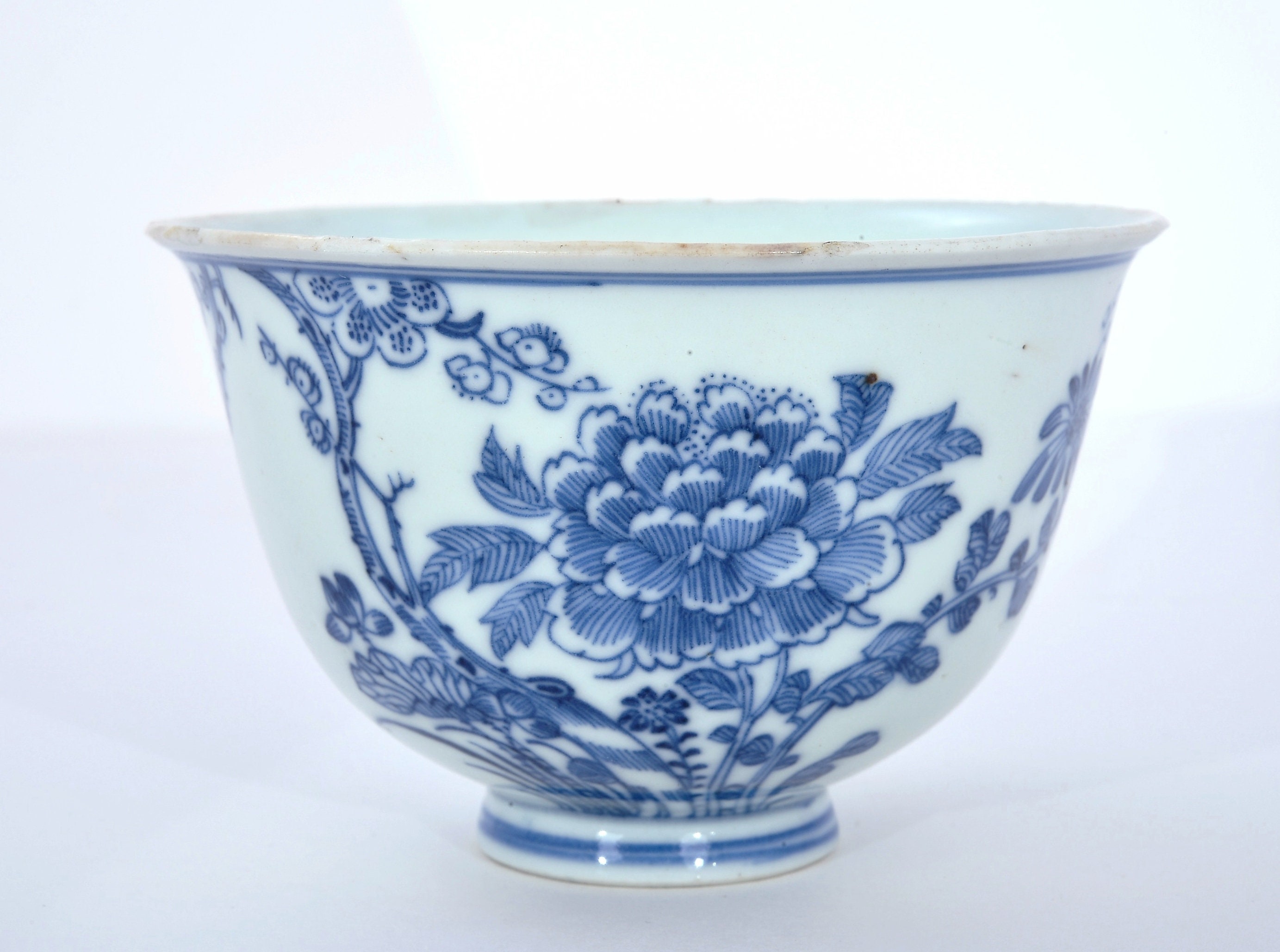 17th Century Chinese Blue & White Porcelain Tea Cup With Peony - Etsy