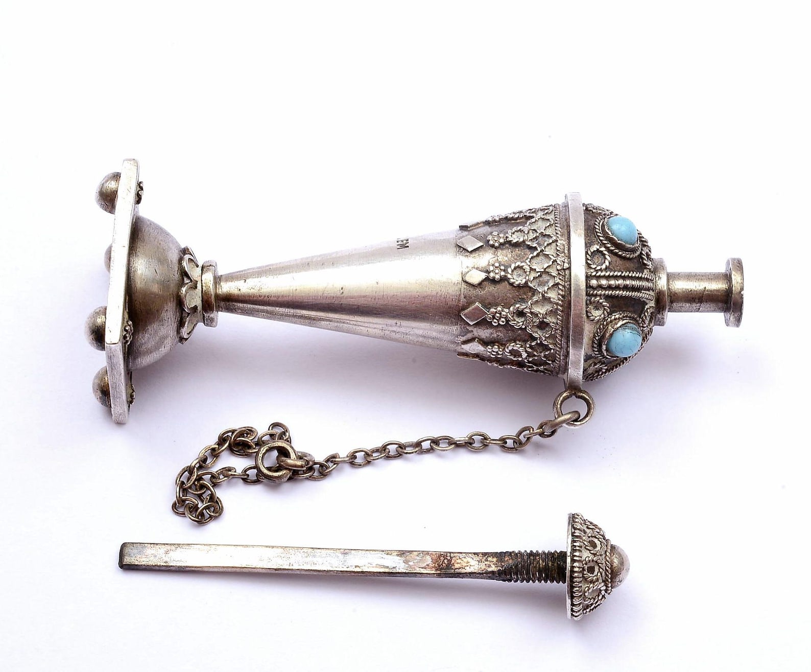 Jerusalem Isreal Judacia Solid Silver Filigree Turquoise Perfume Scent ...