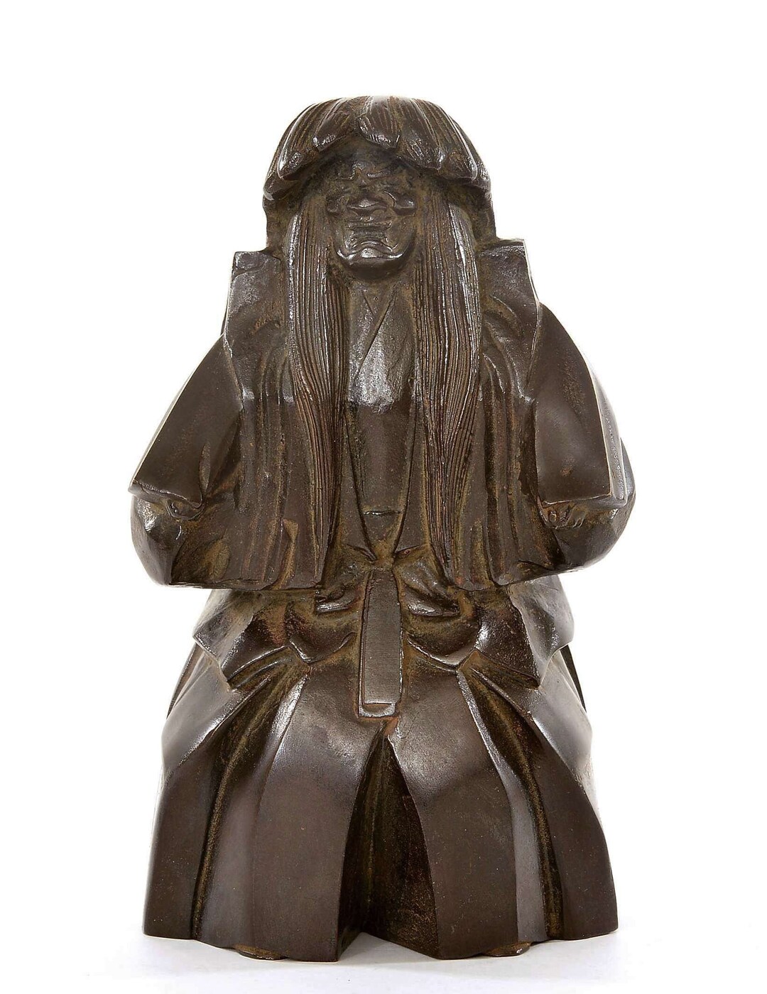 Vintage Japanese Bronze Statue of Kabuki Dancer Noh Mask Figurine ...