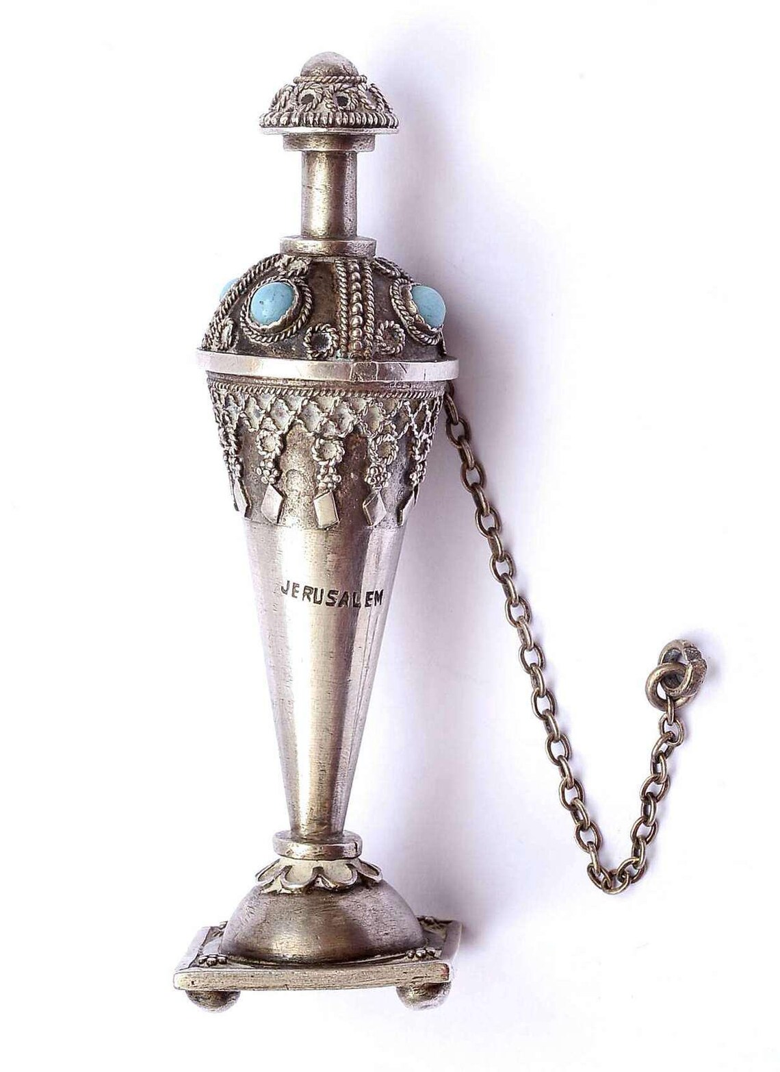 Jerusalem Isreal Judacia Solid Silver Filigree Turquoise Perfume Scent ...