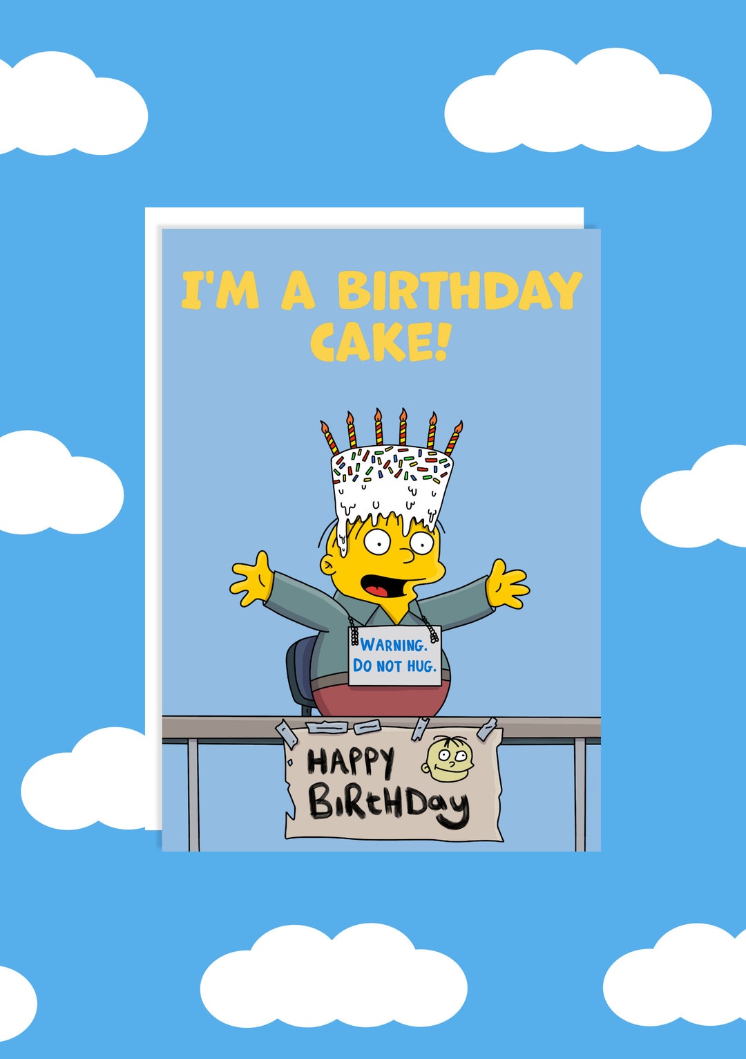 Ralph Wiggum as a Birthday Cake Greeting Card, Funny, Comedy, the ...