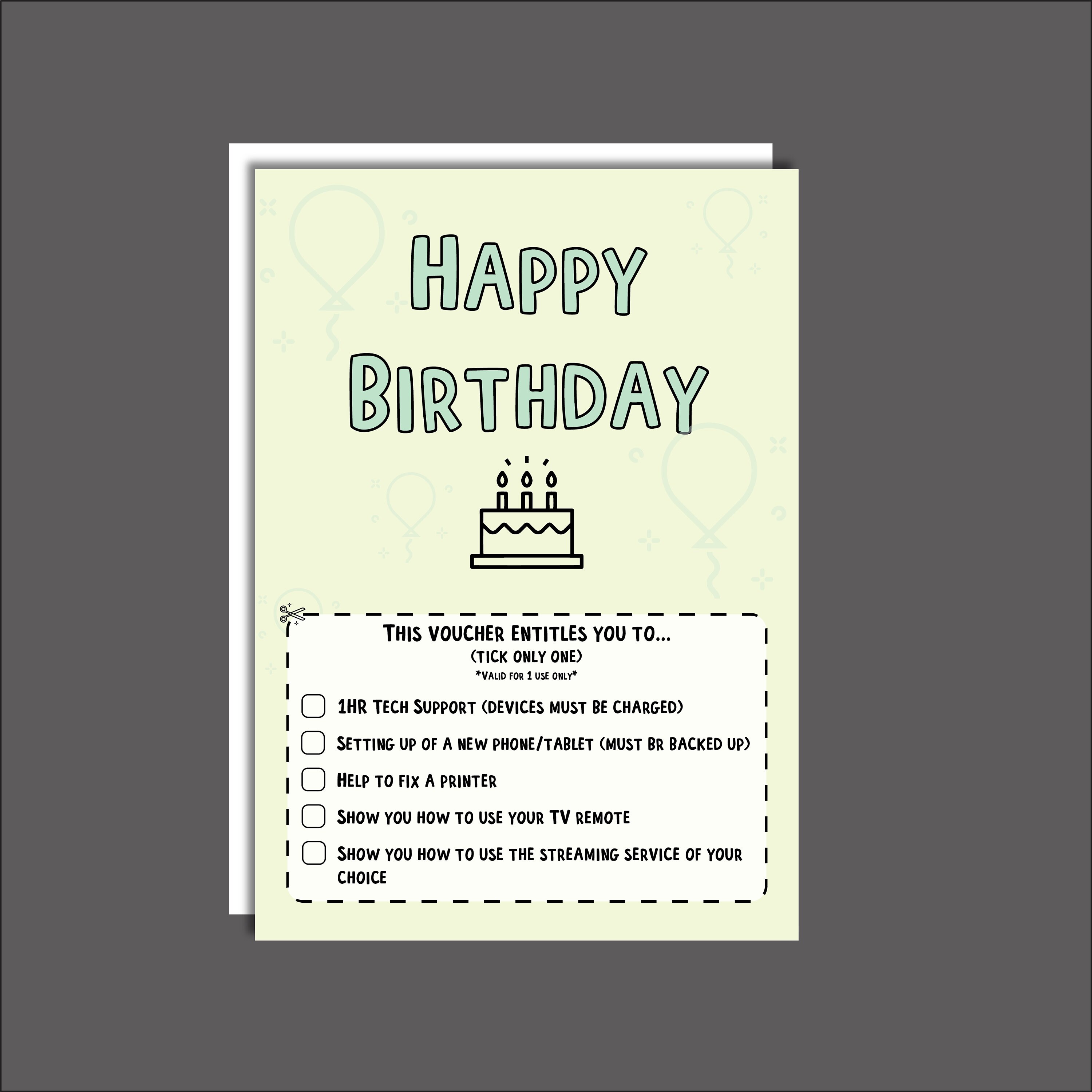 Tech Support Voucher Birthday Card | Funny, Greeting Card, Tech Support ...