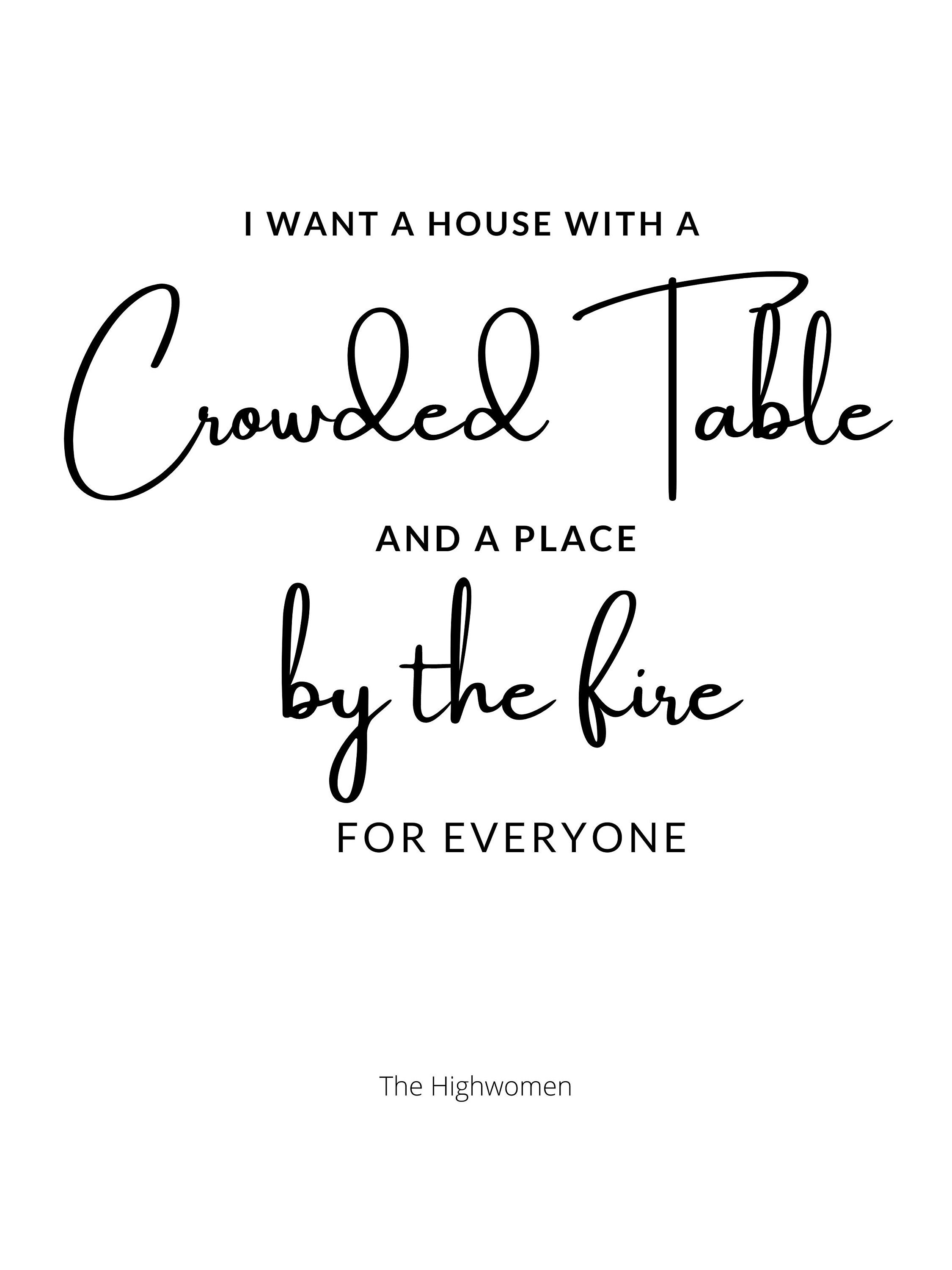 Crowded Table Lyric Printable - Etsy