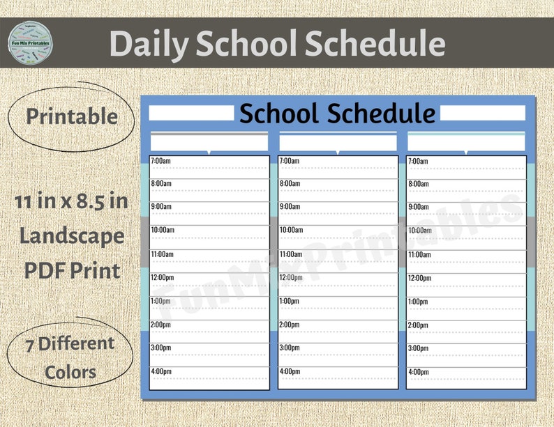 Daily School Schedule / Printable - Etsy