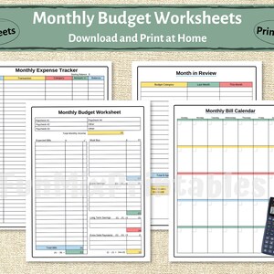 Monthly Budget Worksheets / Printable / Finance Planner - Etsy