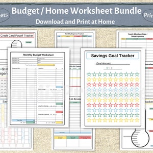 Monthly Budget Worksheet Bundle / Printable Money Worksheets / | Etsy