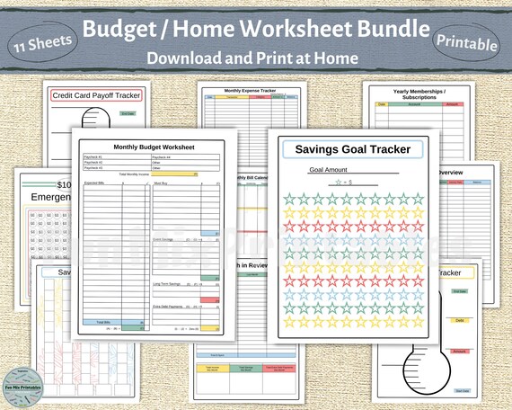 Monthly Budget Worksheet Bundle / Printable Money Worksheets / | Etsy