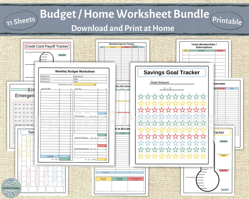 Monthly Budget Worksheet Bundle / Printable Money Worksheets / | Etsy