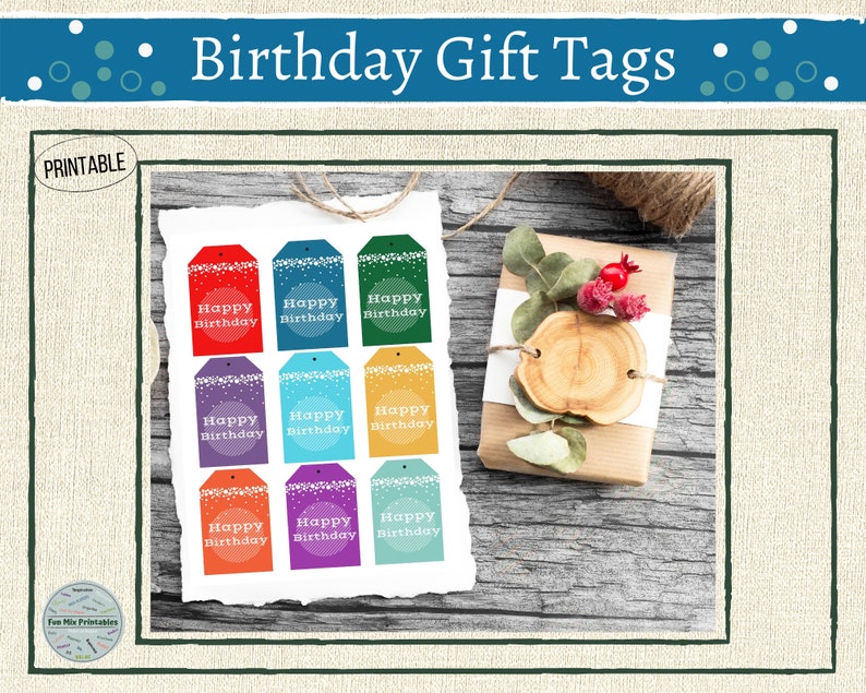 Birthday Gift Tags / Gift Labels / Printable Gift Tags / Happy Birthday ...