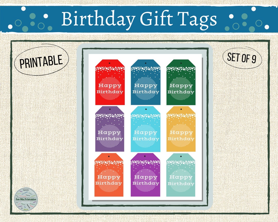 Birthday Gift Tags / Gift Labels / Printable Gift Tags / Happy Birthday ...