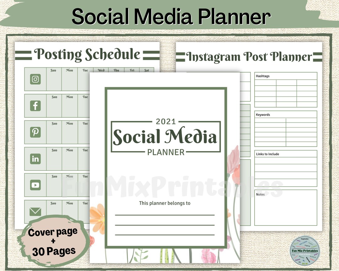 Social Media Planner, Printable US Letter Size, Social Organizer - Etsy
