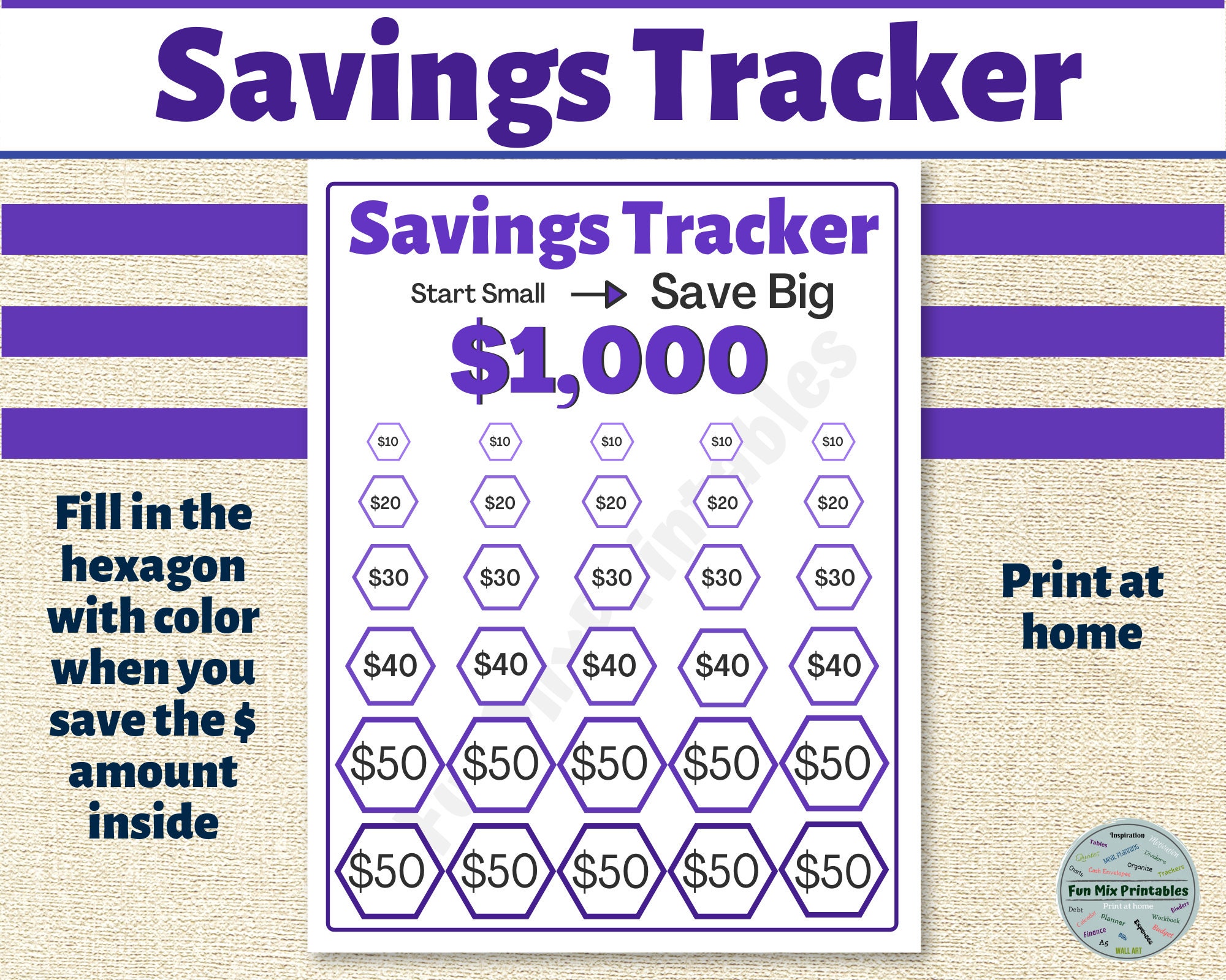 Savings Goal Trackers / Visual Trackers / Money Saving Tracker - Etsy