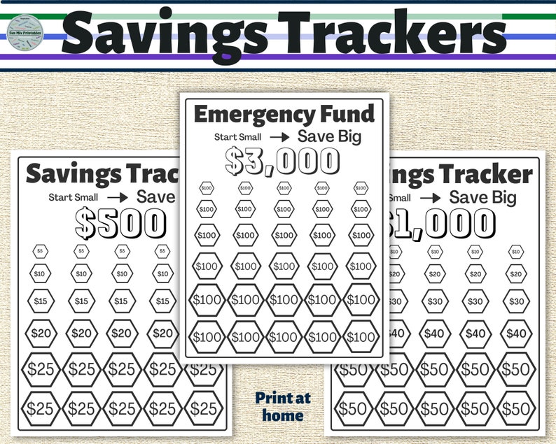 Savings Goal Trackers / Visual Trackers / Money Saving Tracker - Etsy