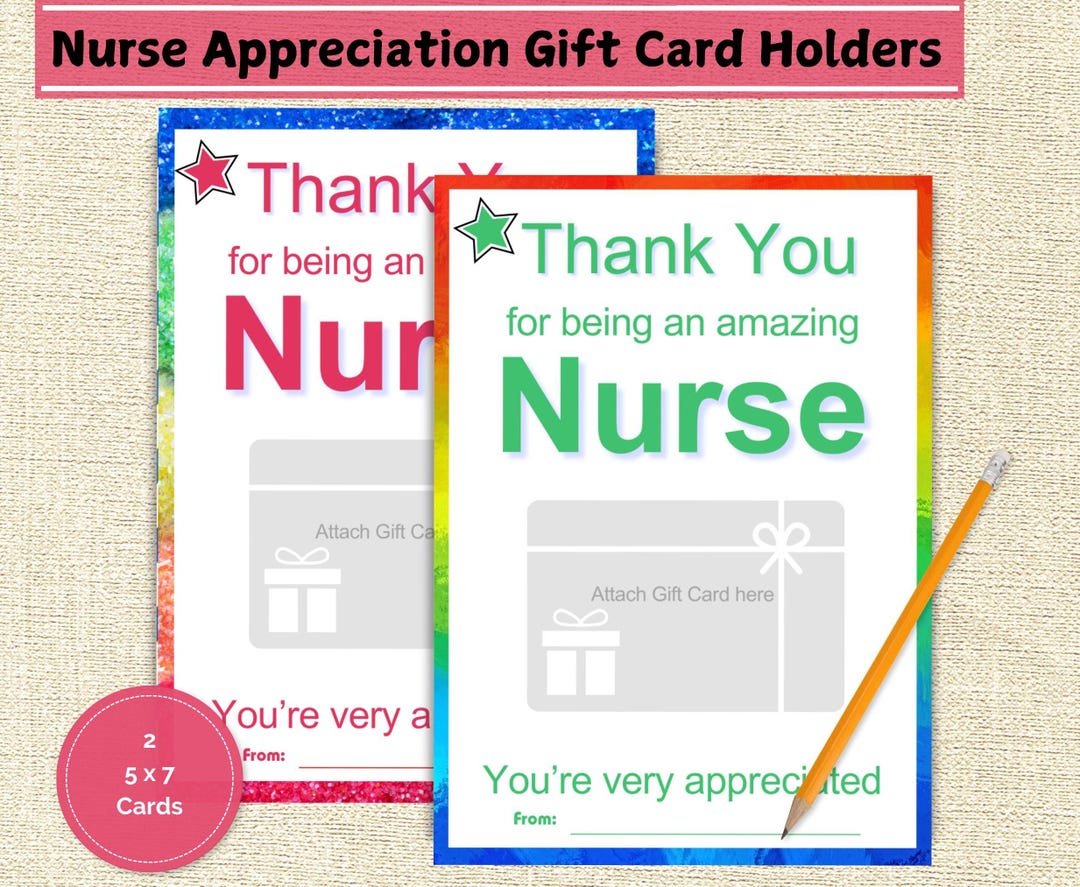 Nurse Appreciation Gift Card Holder: Printable Thank You (PDF) - Etsy