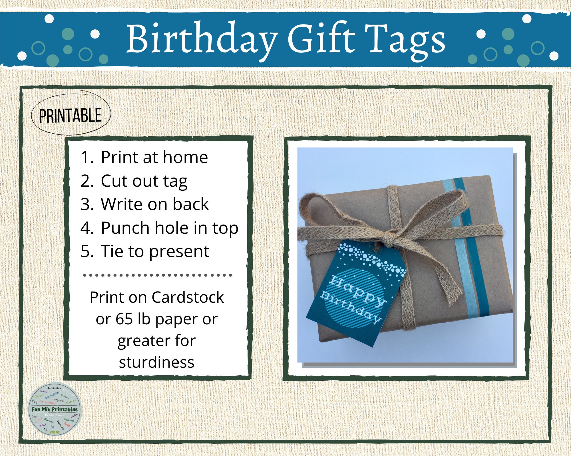 Birthday Gift Tags / Gift Labels / Printable Gift Tags / Happy Birthday ...