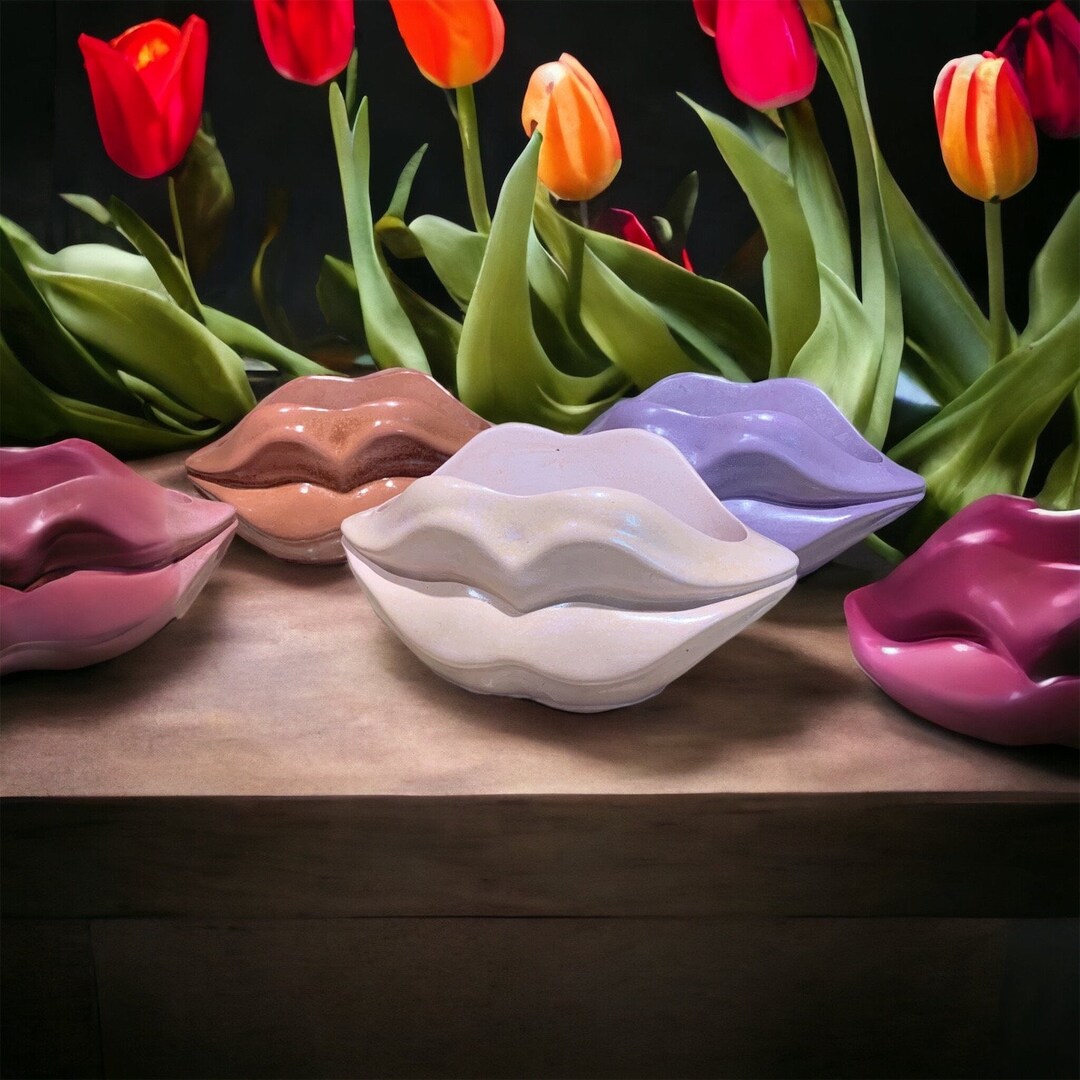 Concrete Lip Planter With Saucer – Handmade Modern Art Planter - Etsy